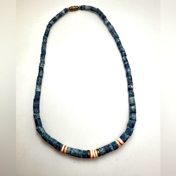 Jewelry | 15 Vintage Bluecoral Shell Surfer Heishi Necklace | Poshmark
